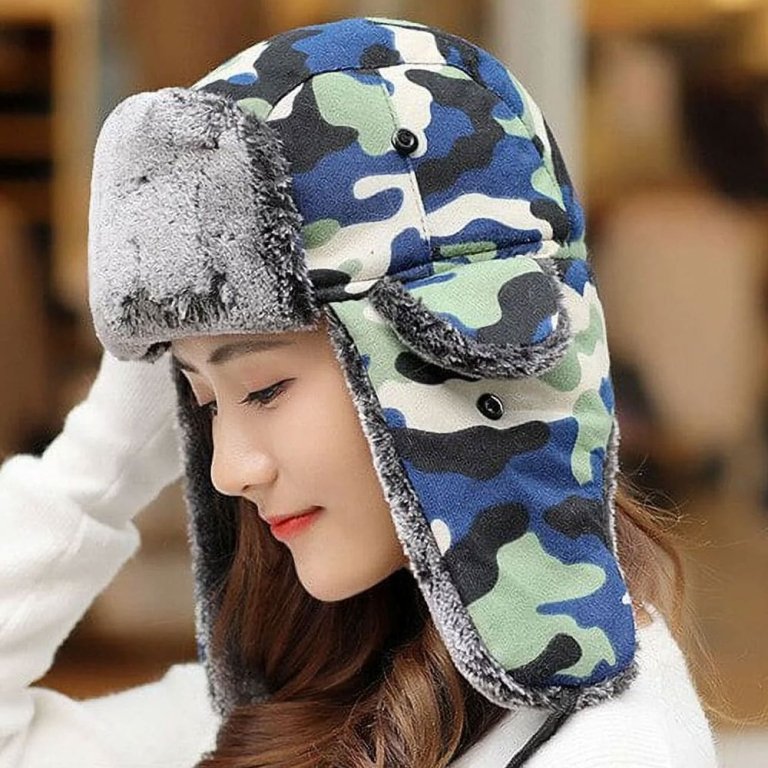 Blue Camo Trapper Hat