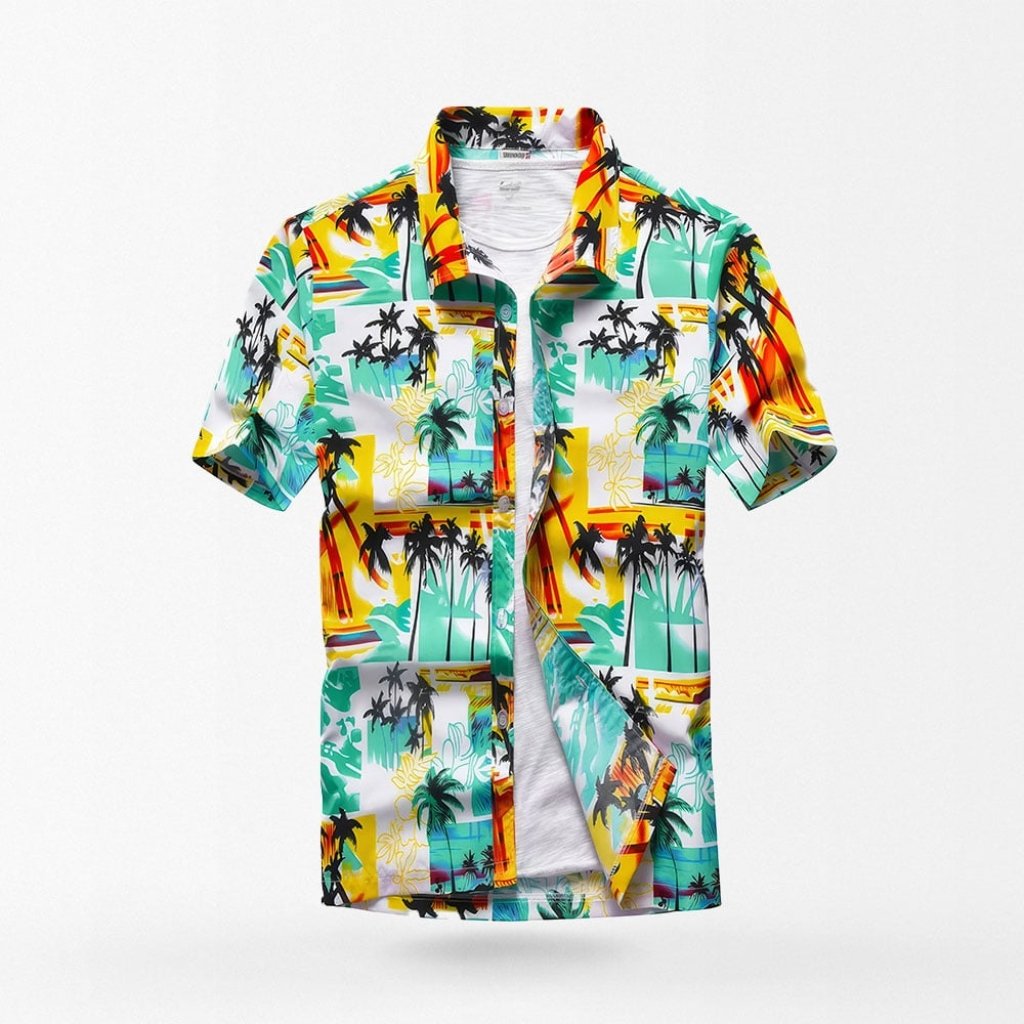 Pink Hawaiian Shirt With Palm Trees