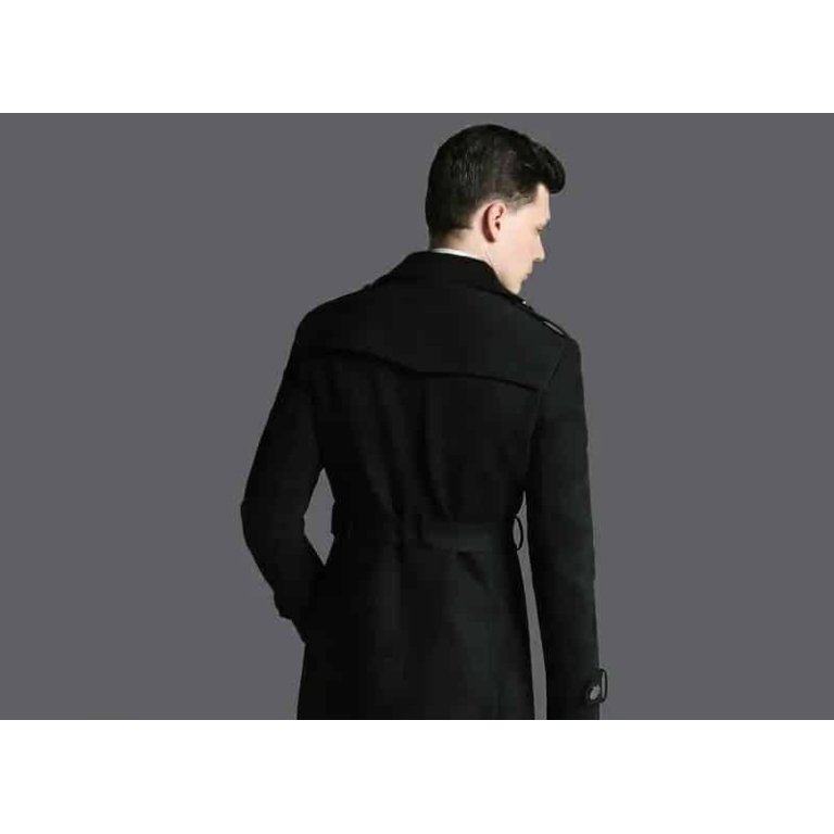 Military Style Suede Trench Coat