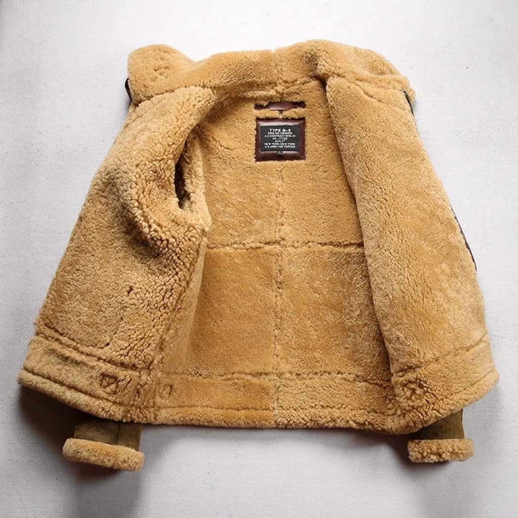 Mens B3 Military Leather Bomber Fur Jacket