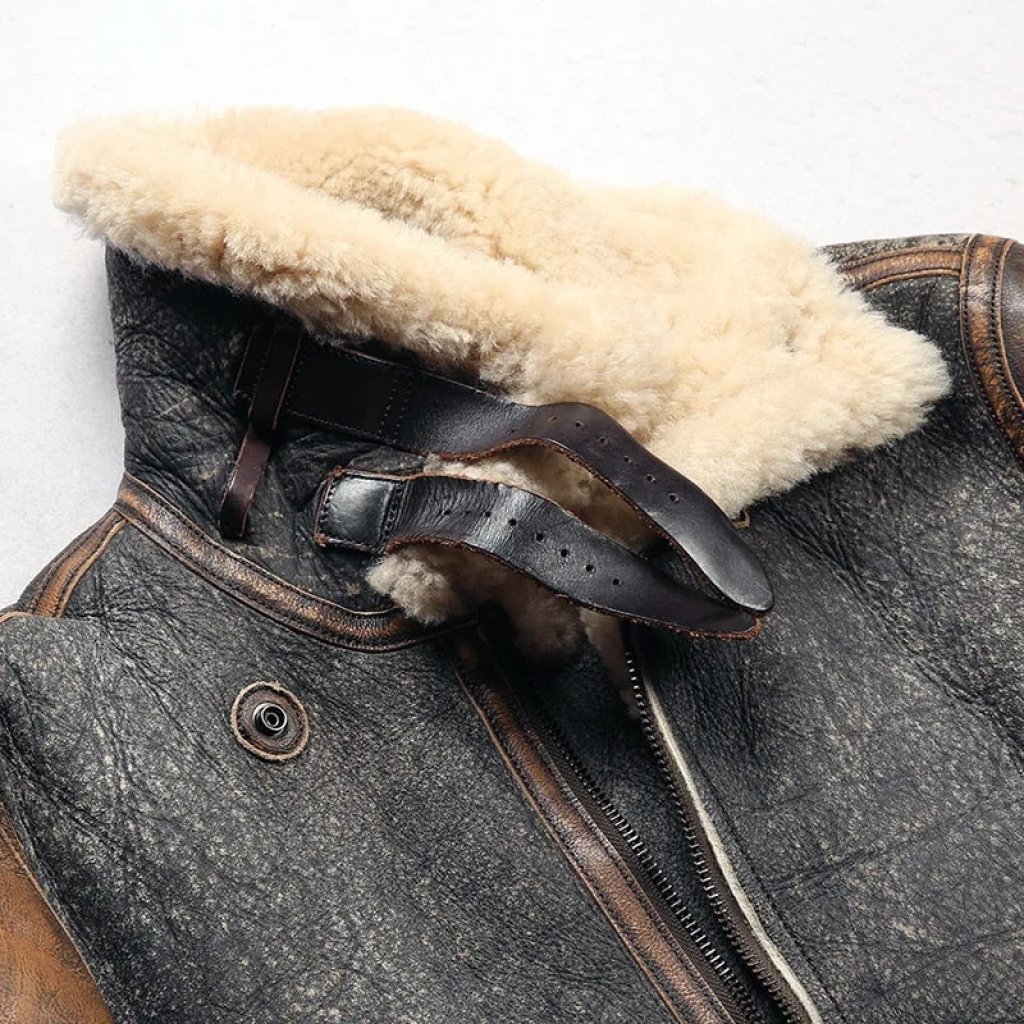 Mens Retro D3 Leather Bomber Jacket