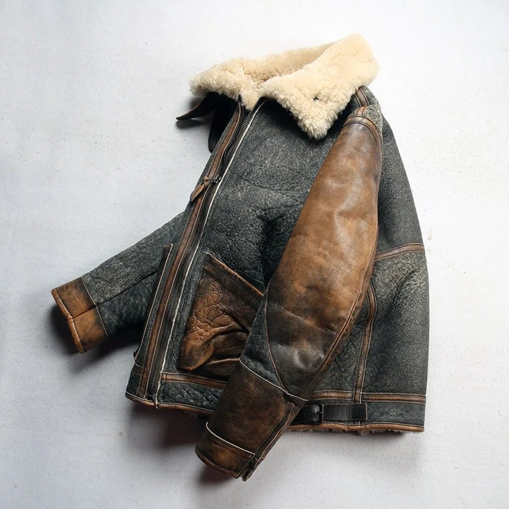 Mens Retro D3 Leather Bomber Jacket