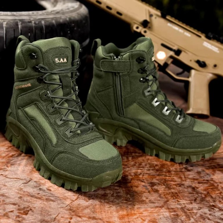 Mid Cut Tactical Hiking Boots Olive Green "Huile"
